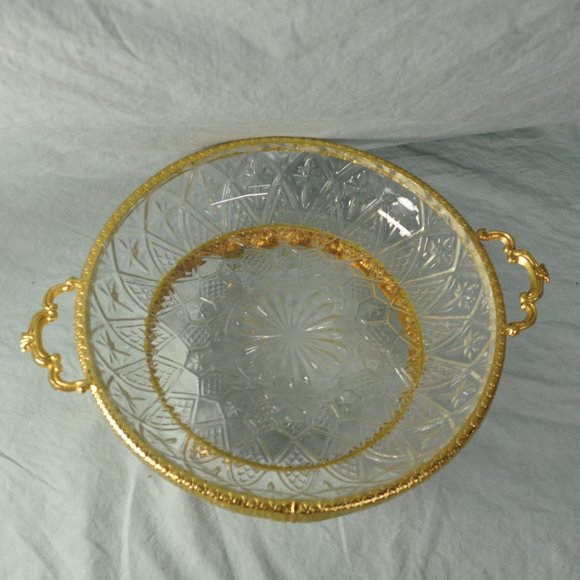 Vintage | Accents | Vintage Gold Trim Crystal Glass Footed Bowl W839 ...